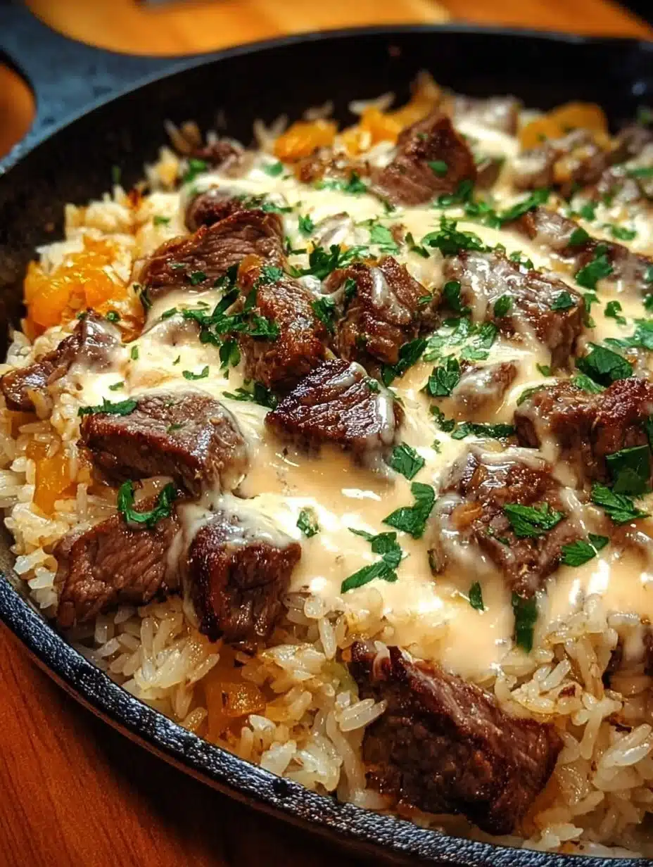 Cheesy Steak and Rice Skillet