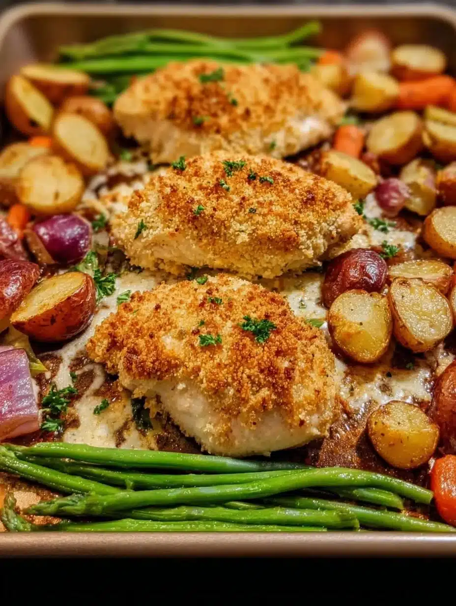 Parmesan Crusted Chicken Sheet Pan Dinner