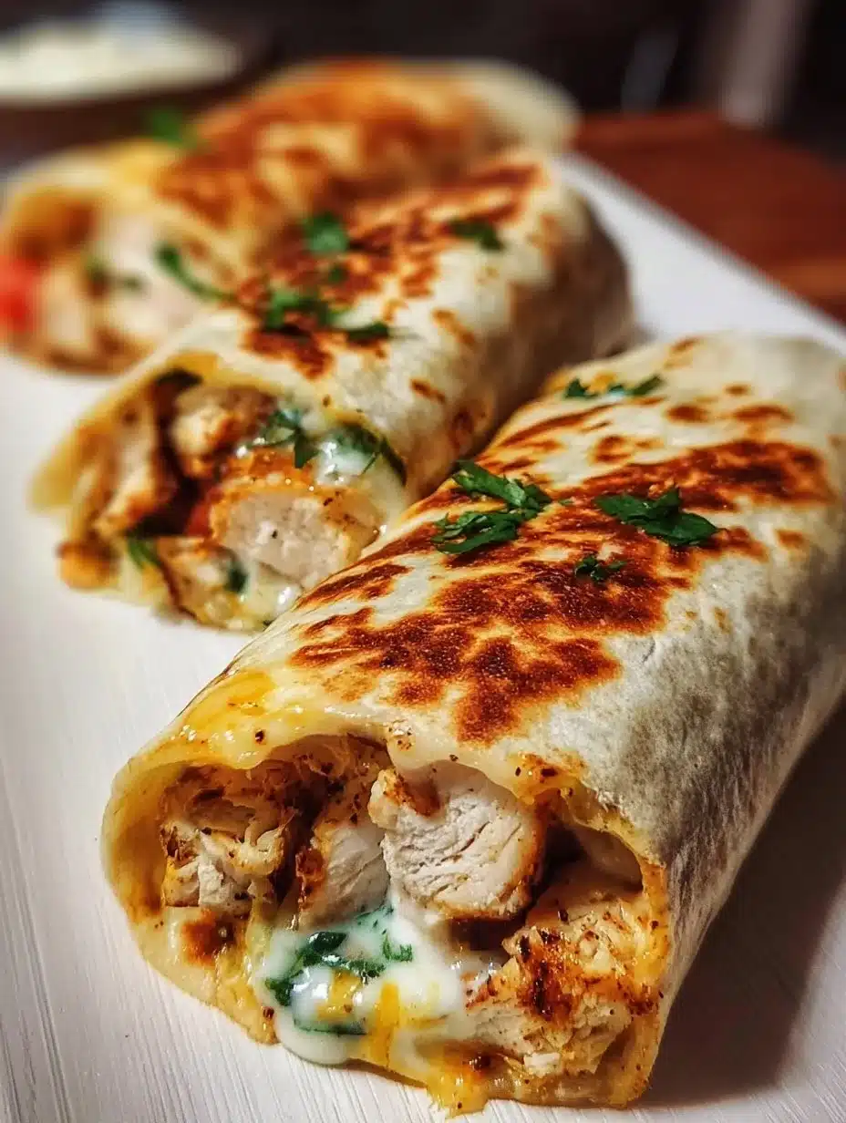 Cheesy Garlic Chicken Wraps